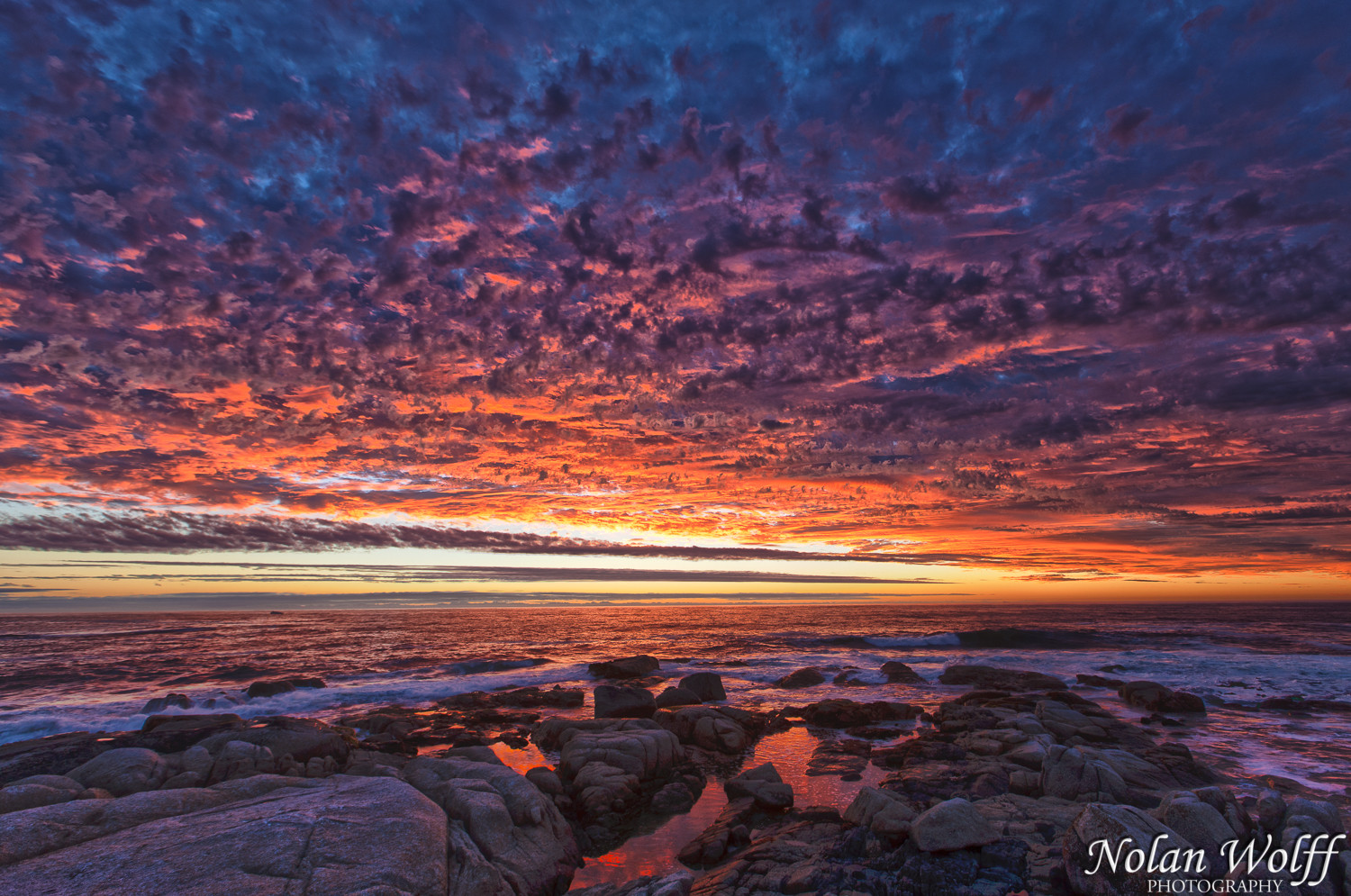Fire skies - sunset over the Atlantic Ocean (454F35352) - Nolan Wolff ...